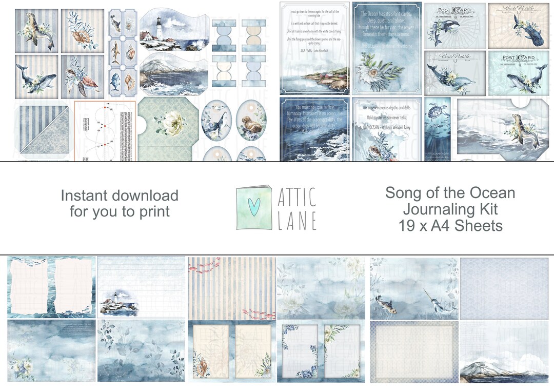 Song of the Ocean - Printable 5 X 7" Journal Kit - Etsy UK