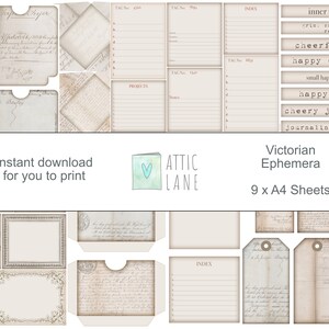 Victorian Ephemera Collection - 9 Printable Sheets! - Etsy
