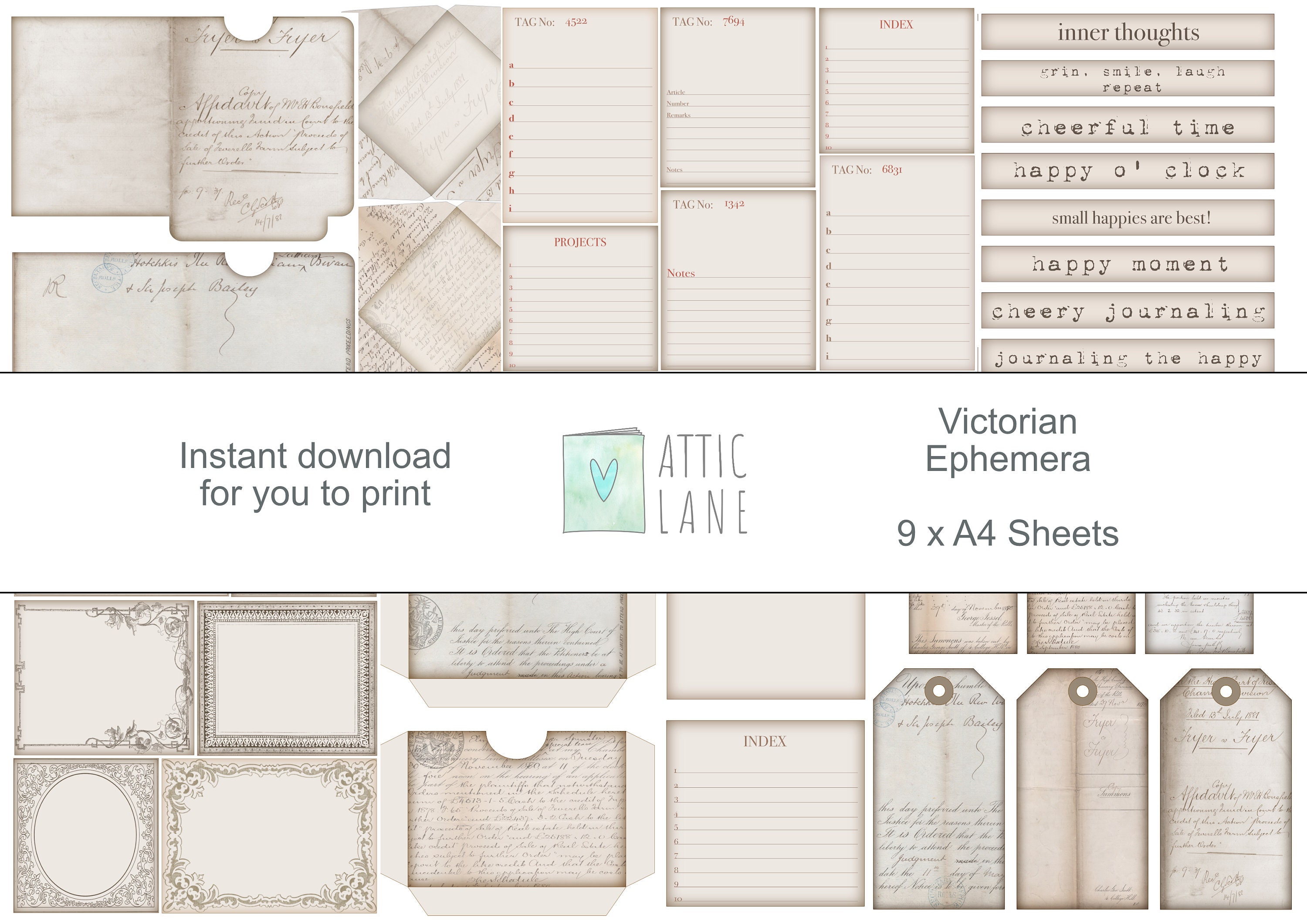 Victorian Ephemera Collection 9 Printable Sheets - Etsy