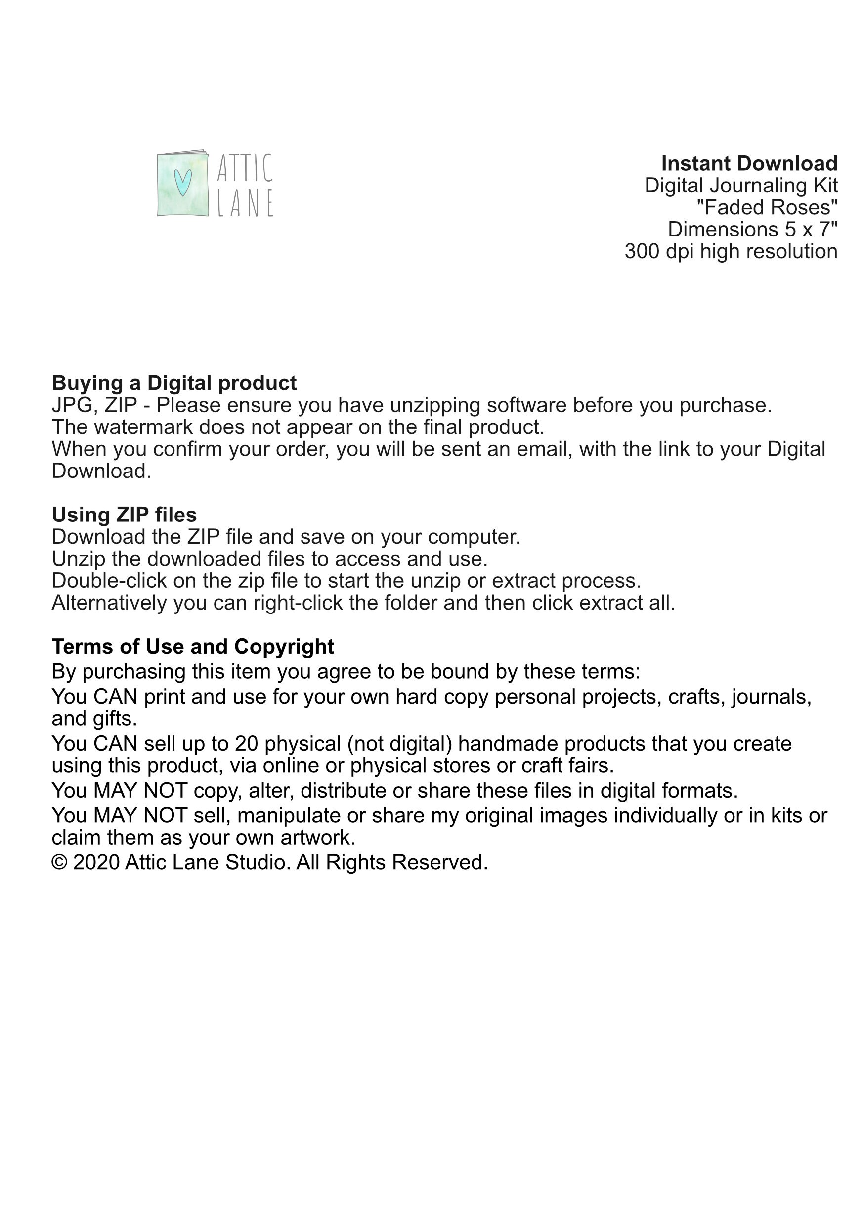 Faded Roses - Printable Journal Kit - Etsy