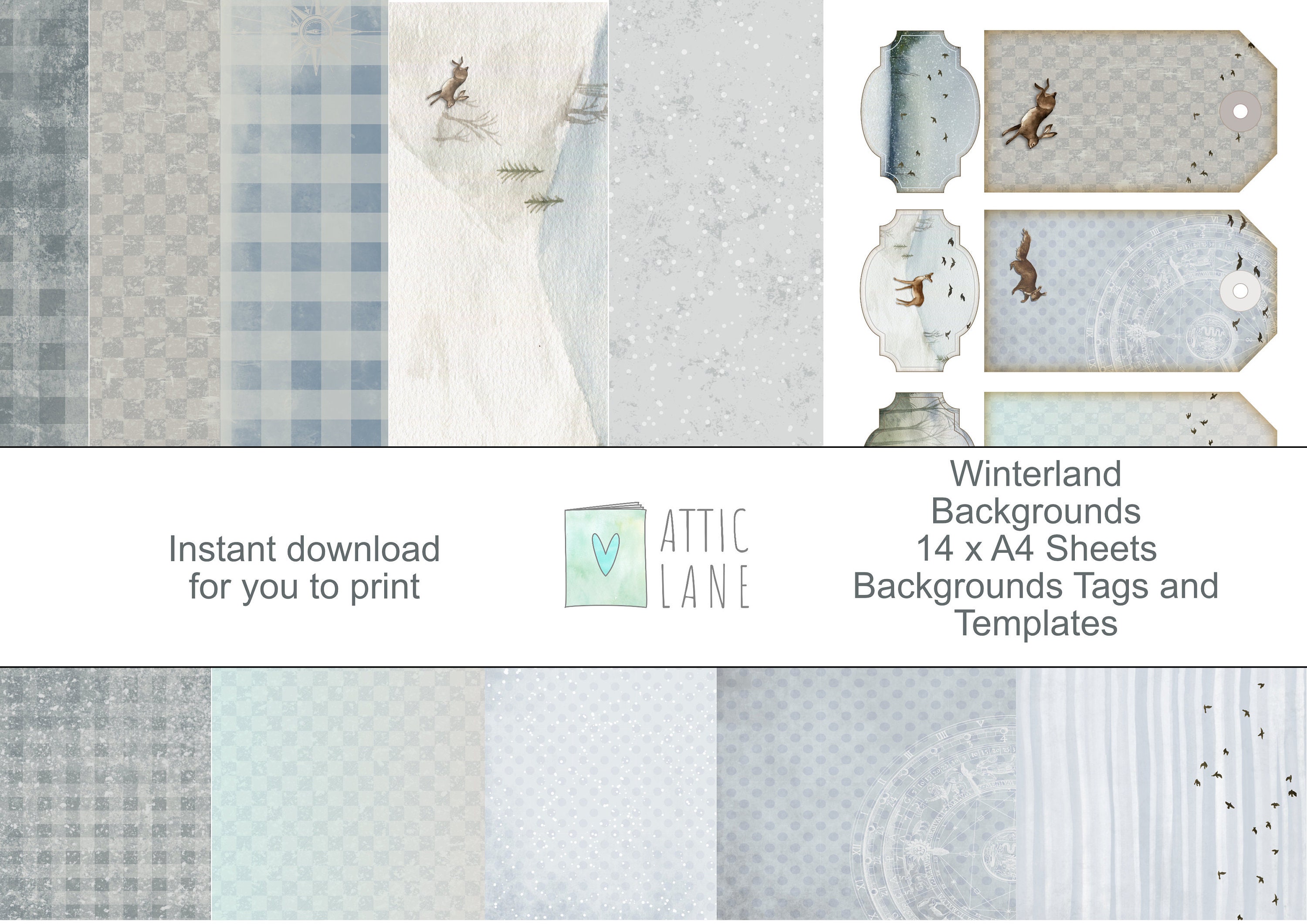 Winterland Backgrounds Printable Background Papers | Etsy