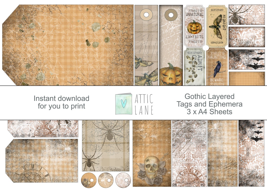 Gothic Layered Tags - Printable Files - Etsy