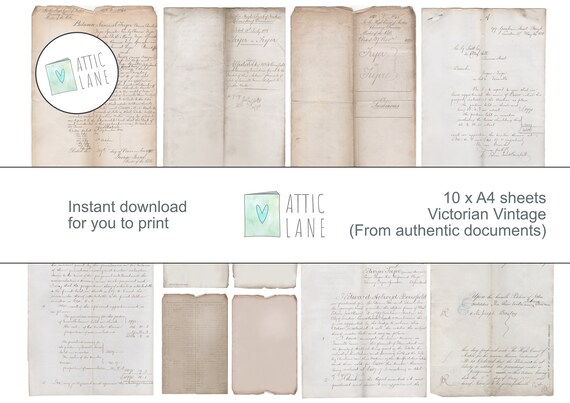 Victorian Ledger authentic Printable Background Papers - Etsy