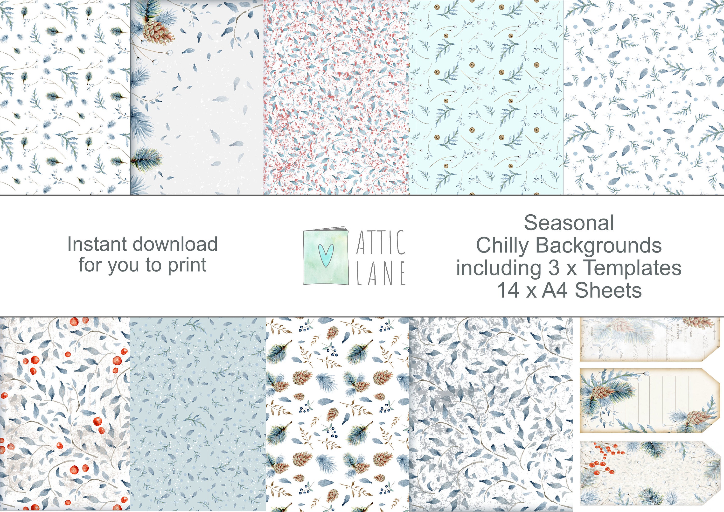Seasonal Chilly Backgrounds - Printable Background Papers - Etsy