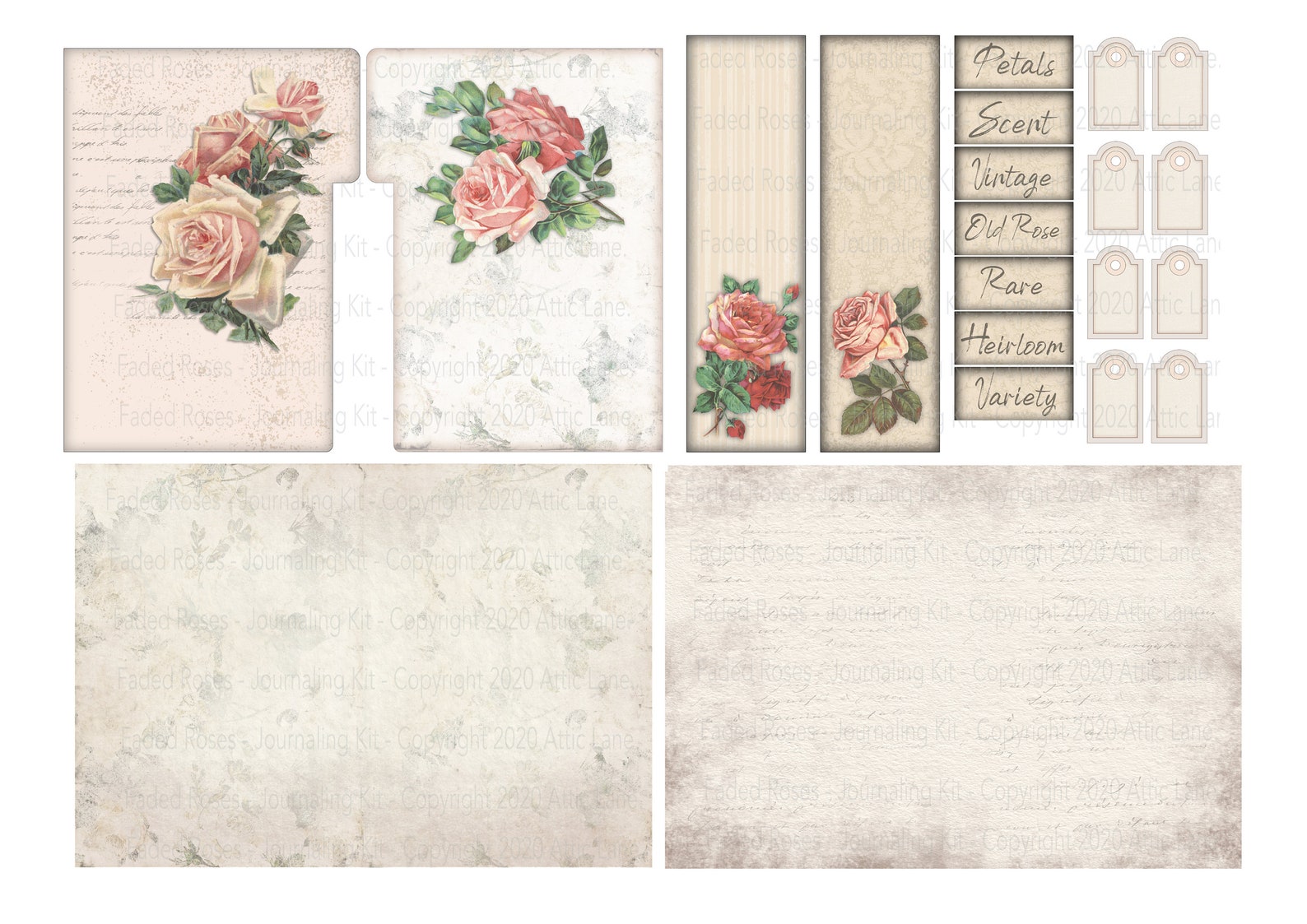 Faded Roses - Printable Journal Kit - Etsy