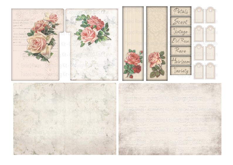 Faded Roses - Printable Journal Kit - Etsy