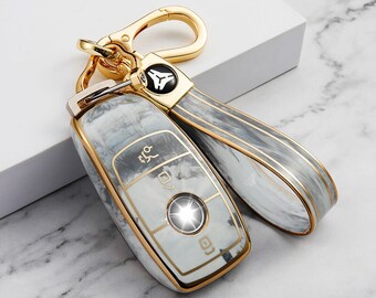 Mercedes Benz Stylish Key Fob Cover With Key Chain Jade/marble Effect ...
