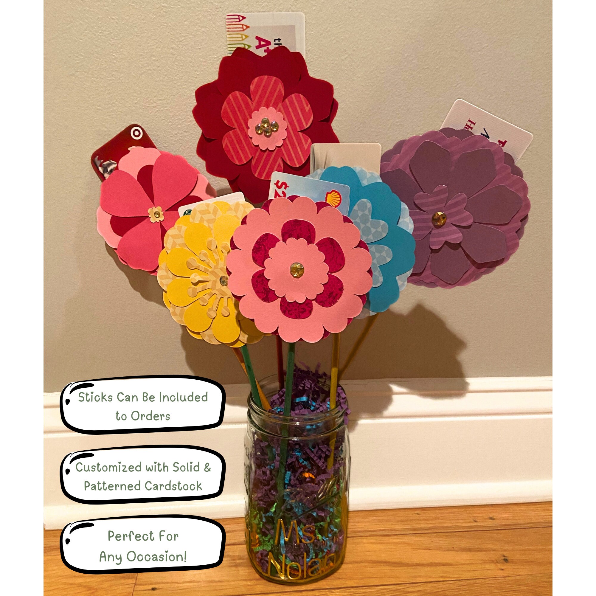 Paper Flower Bouquet - Bouquet Paper Flower Gift Card Holder, Gift Card ...