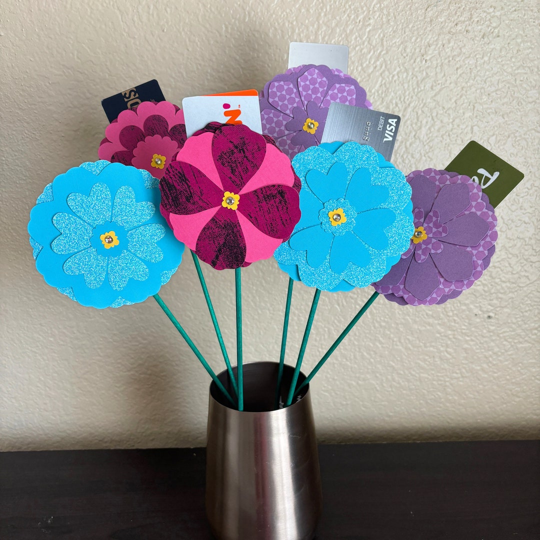 Paper Flower Gift Card Holder: Handmade Cardstock Bouquet - Etsy