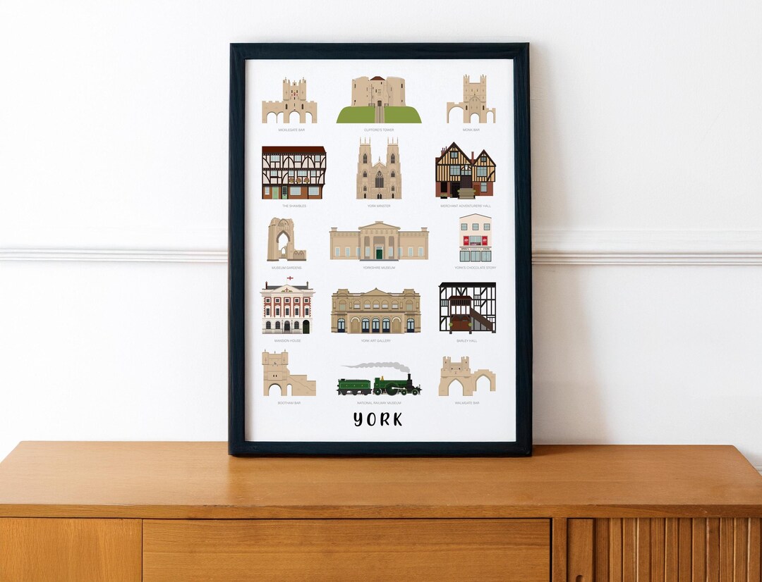Illustrated Landmarks of York Print, York Gift - Etsy