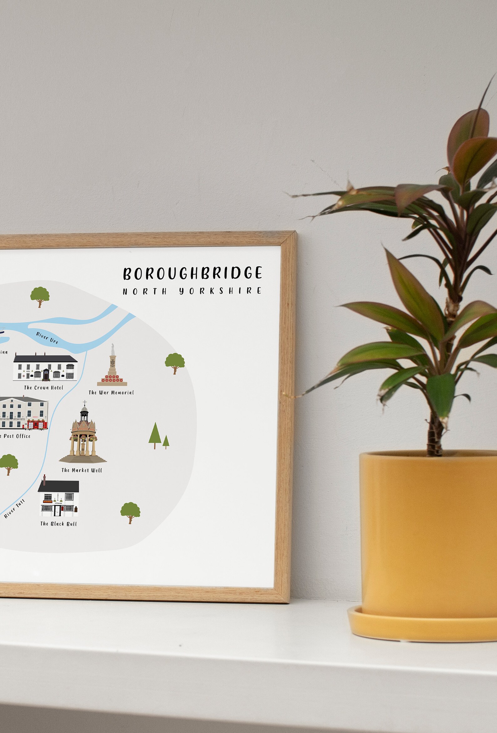 Boroughbridge Landmarks Map Print: North Yorkshire Illustrated Art - Etsy