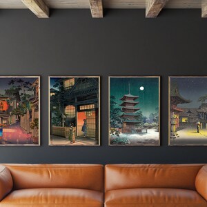 Japanese Vintage Style Art Set of 4 Ukiyo-e Poster Prints Collection ...