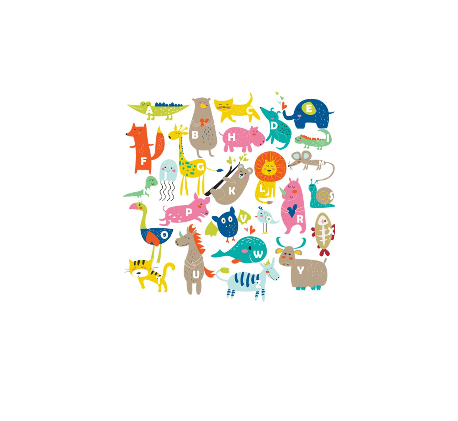 Animal Alphabet ABC Kids Wall Stickers Wall Decals Peel & | Etsy UK