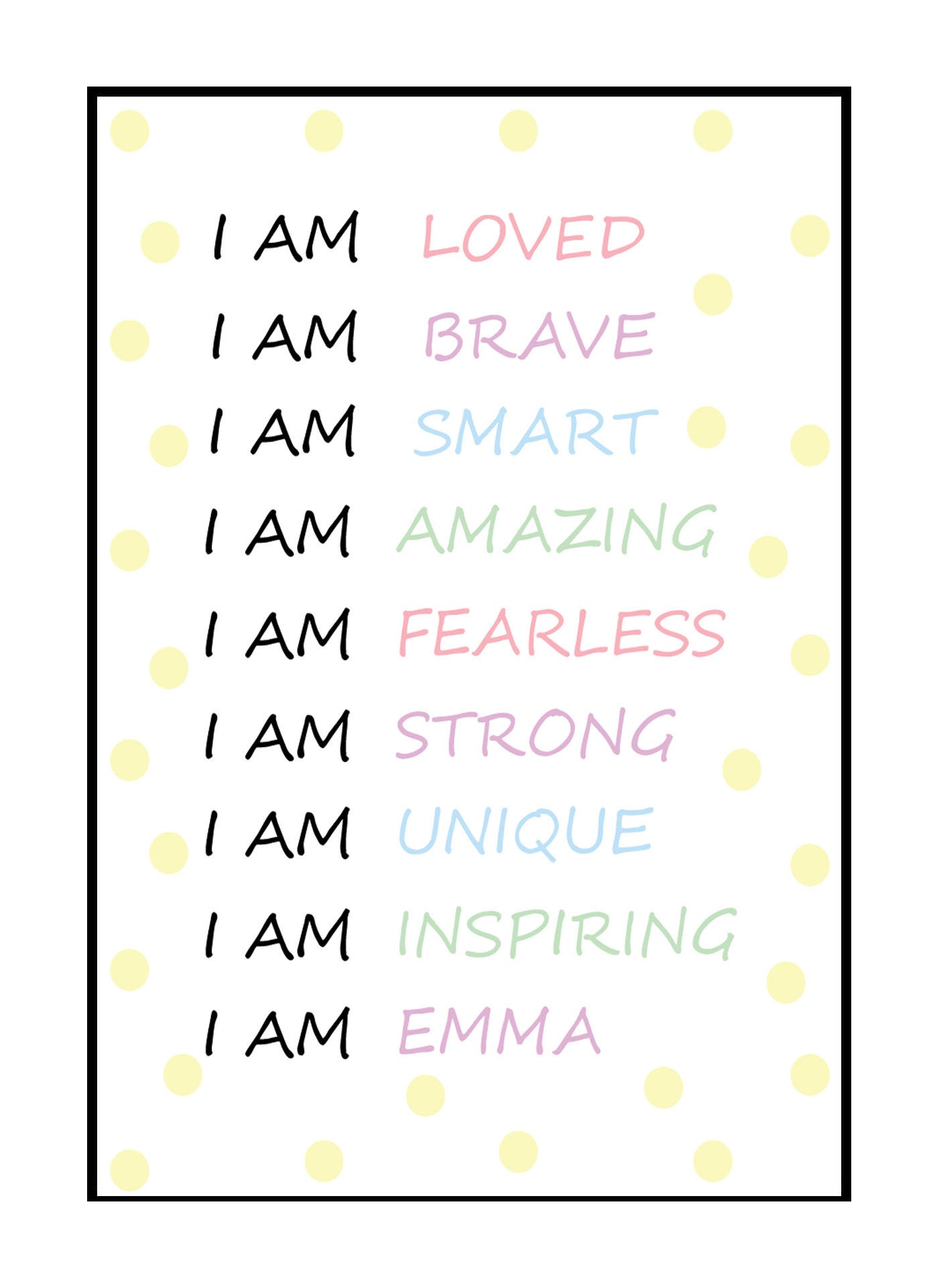 Daily Positive Affirmations Custom Personalised Name Print - Etsy
