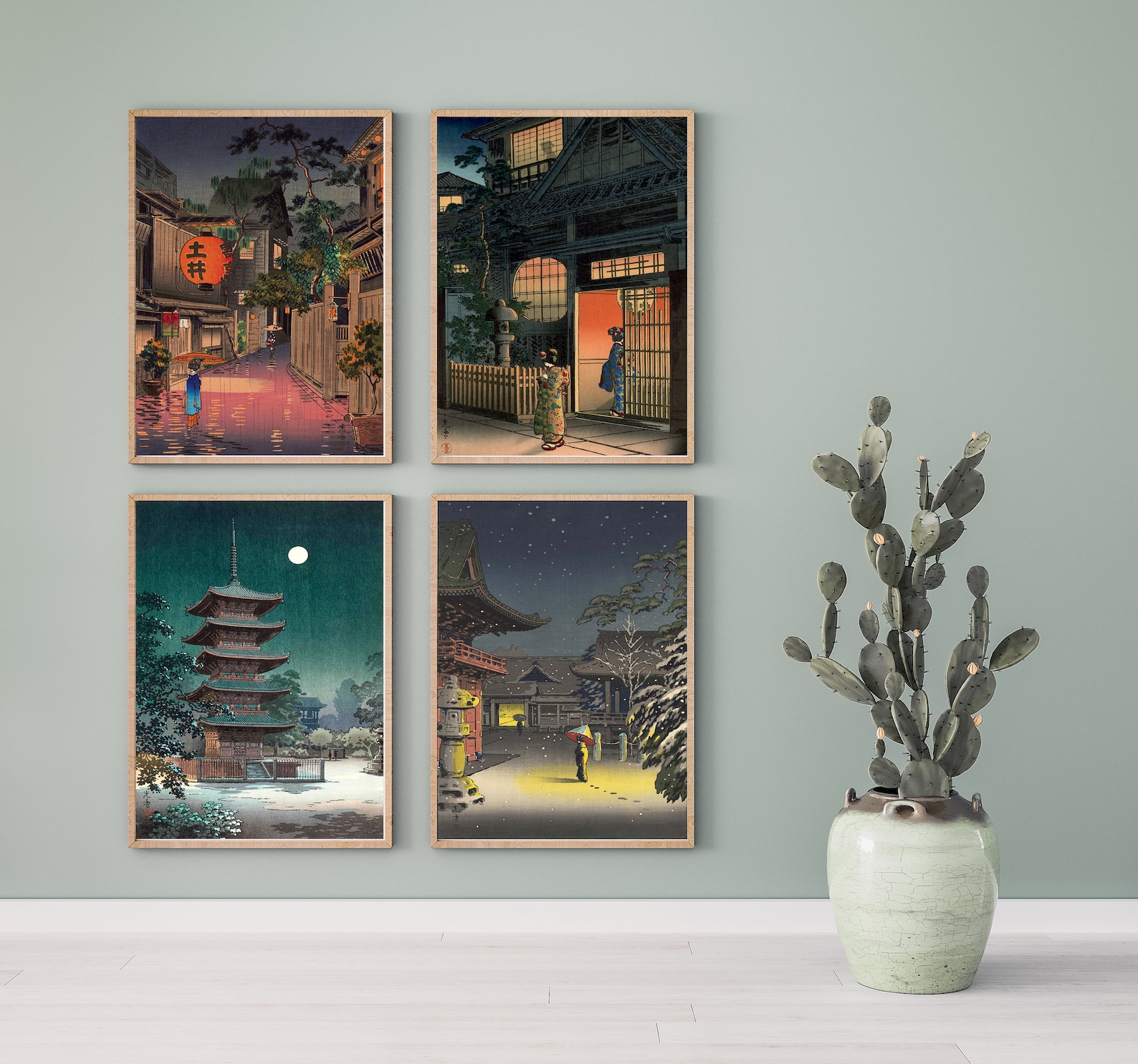 Japanese Vintage Style Art Set of 4 Ukiyo-e Poster Prints - Etsy