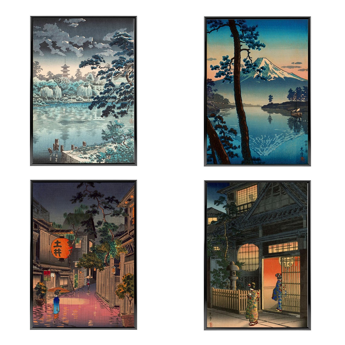 Japanese Vintage Style Art Set of 4 Poster Prints Koitsu - Etsy