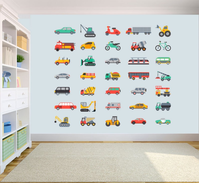 Transport Cartoon Kids Wall Stickers Wall Decals. Peel and Stick ...
