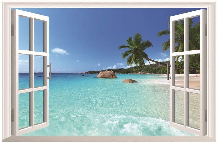 3D Fake Window View Beach Scenery Wall Sticker Mural Art Decal - Etsy
