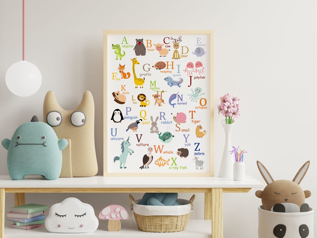 Kids Nursery Educational Animal Alphabet Poster Prints Only - Etsy