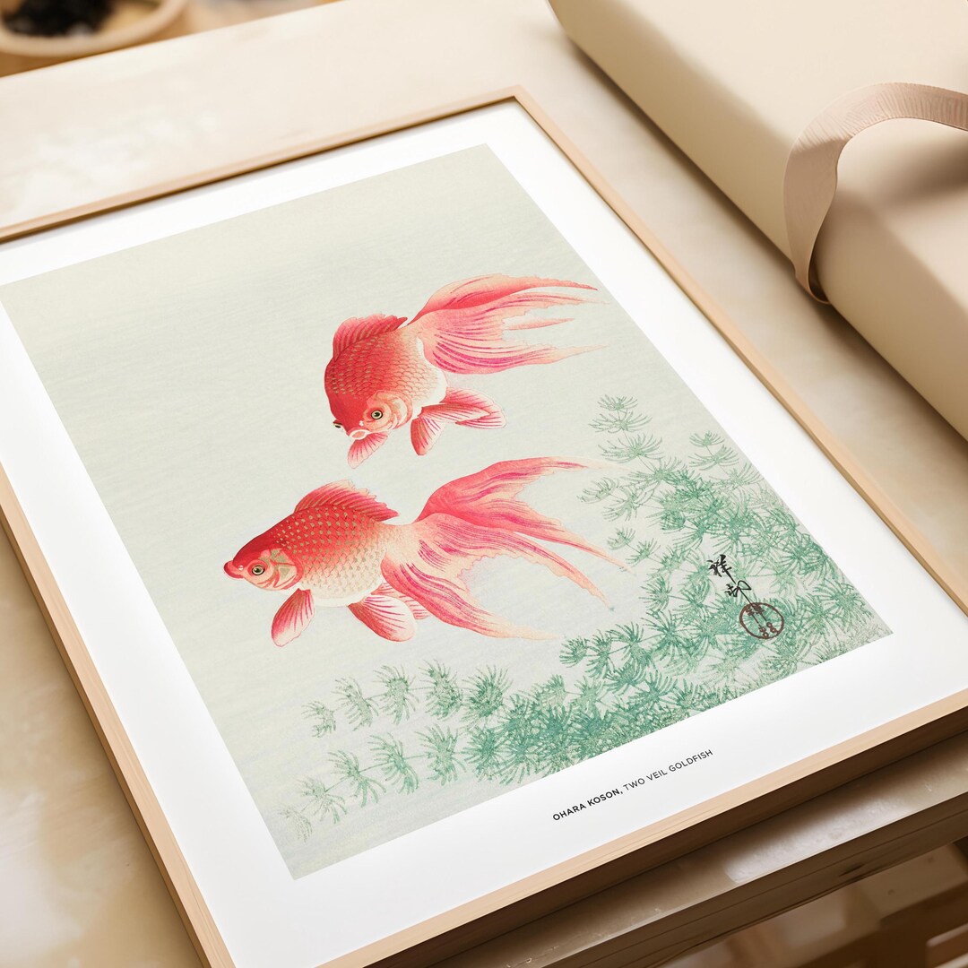 Ohara Koson Two Veil Goldfish Print, Vintage Japanese Art, Ohara Koson ...