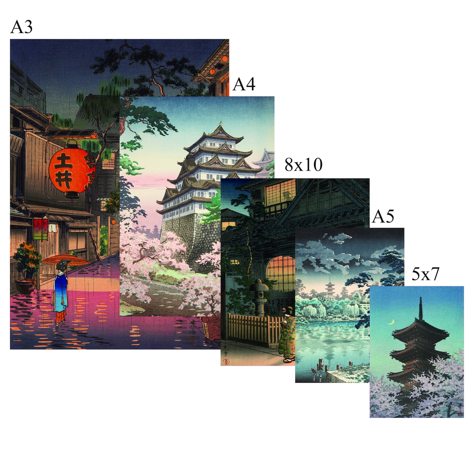 Japanese Vintage Style Art Set of 4 Poster Prints Koitsu Tsuchiya ...