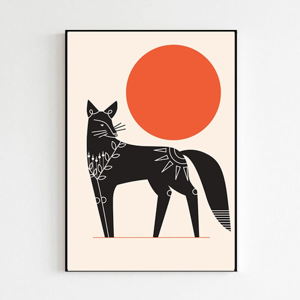 Geometric Fox Print - Etsy