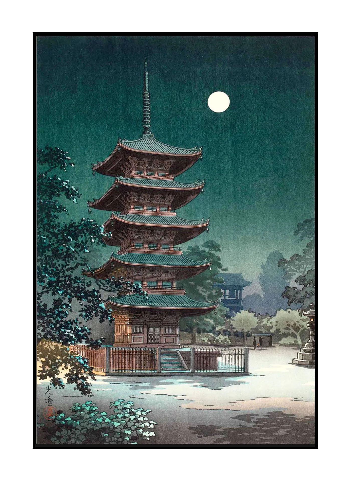 Japanese Vintage Style Art Asakusa Kinryusan Koitsu Tsuchiya Ukiyo-E ...