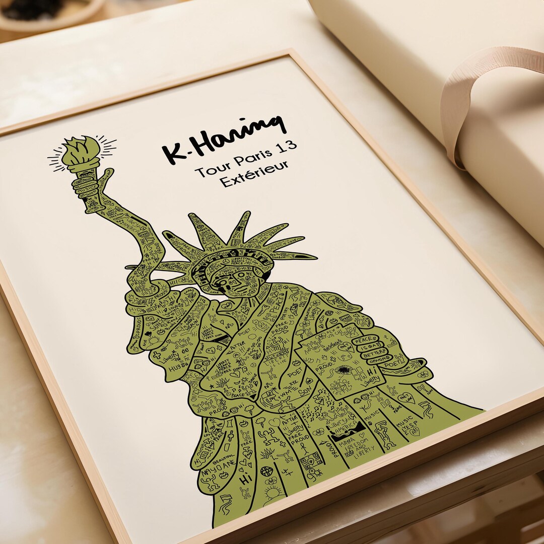 Keith Haring Statue of Liberty Poster, Tour Paris 13 Art, Graffiti ...