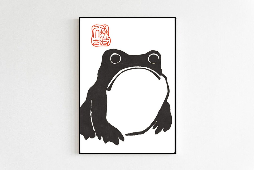 Japanese Vintage Style Art Matsumoto Hoji Funny Grumpy Sad Cute Frog ...