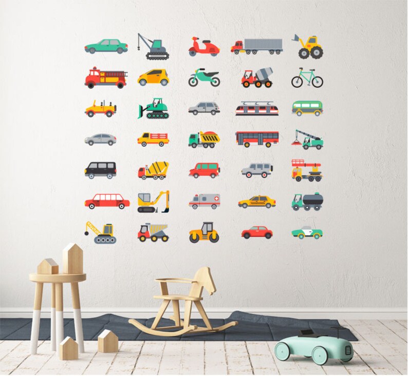 Transport Cartoon Kids Wall Stickers Wall Decals. Peel and Stick ...