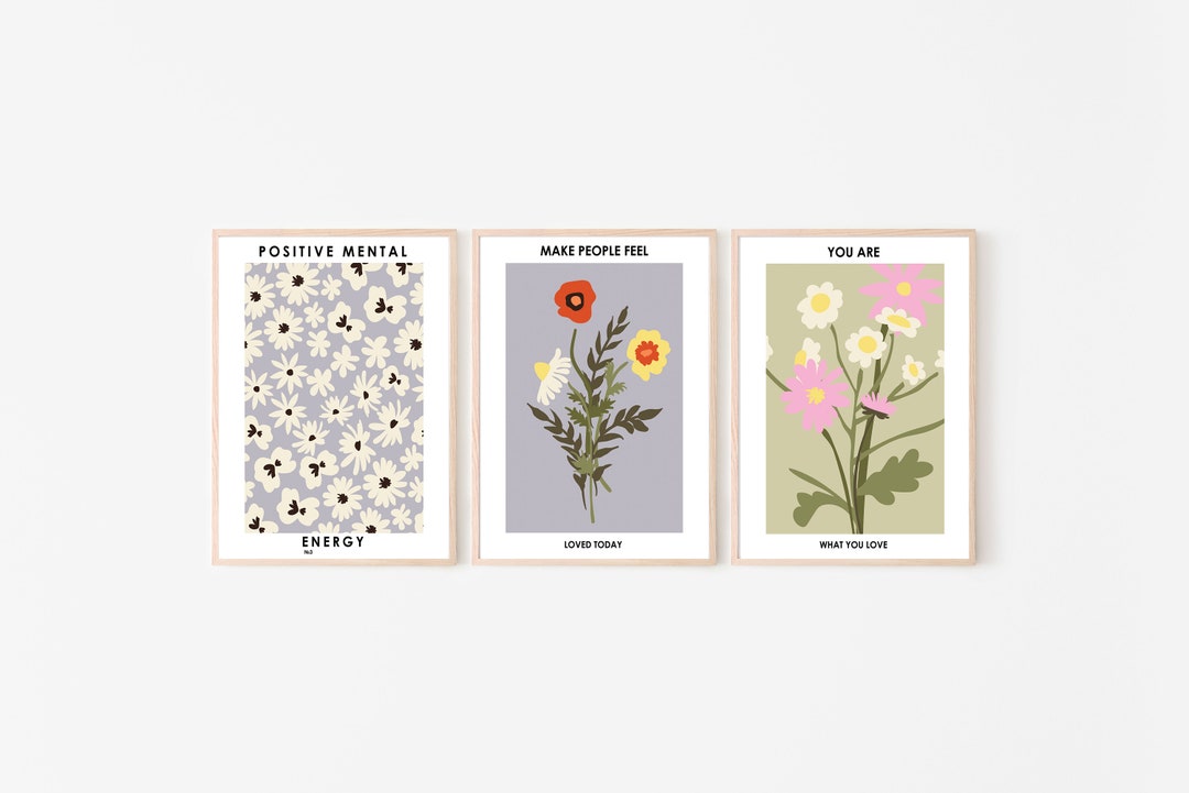 Positive Affirmations Botanical Art Poster Print Unframed Set of 3 ...