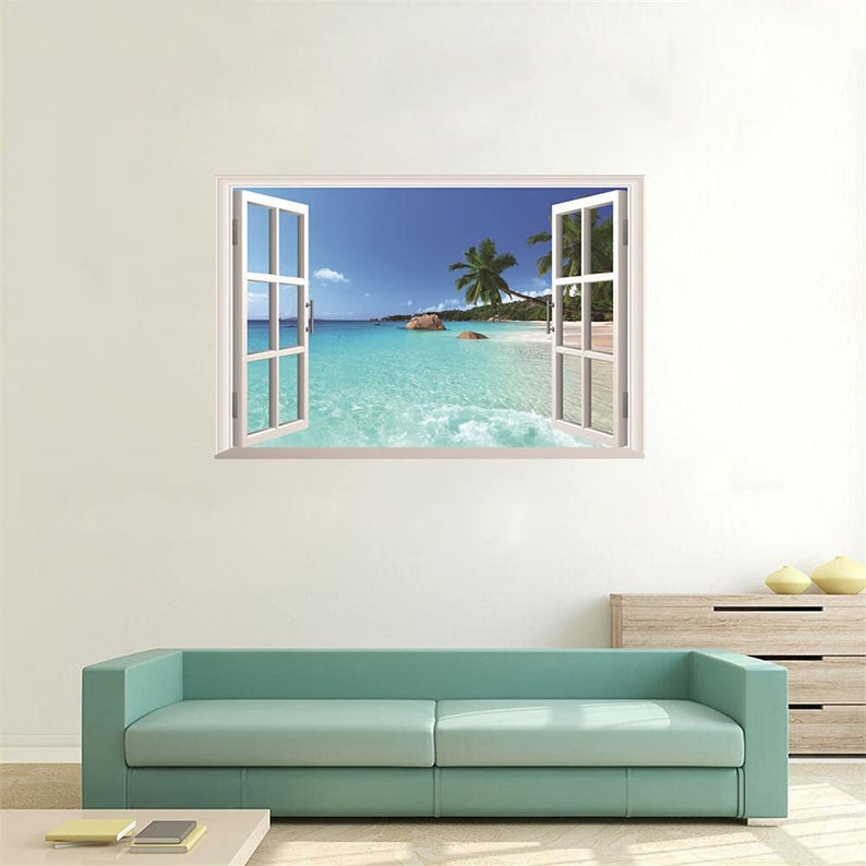 3D Fake Window View Beach Scenery Wall Sticker Mural Art Decal - Etsy