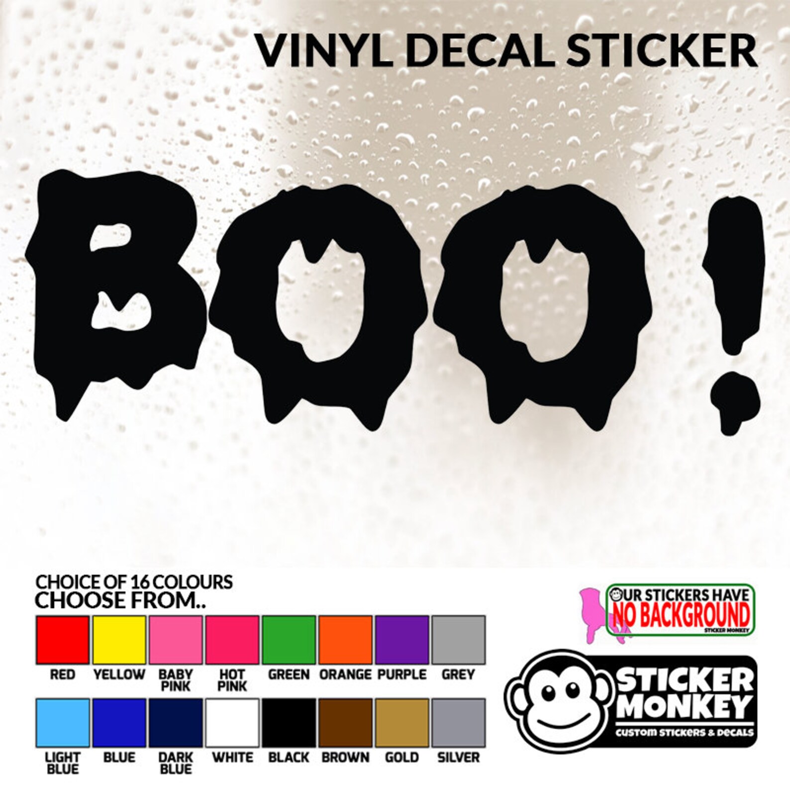 Boo Vinyl Sticker with 6 size and 16 colour choices. | Etsy