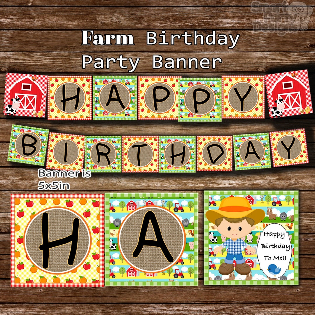 Barn Farm First Birthday Banner Farm 1st Birthday Decorations Barn Yard ...