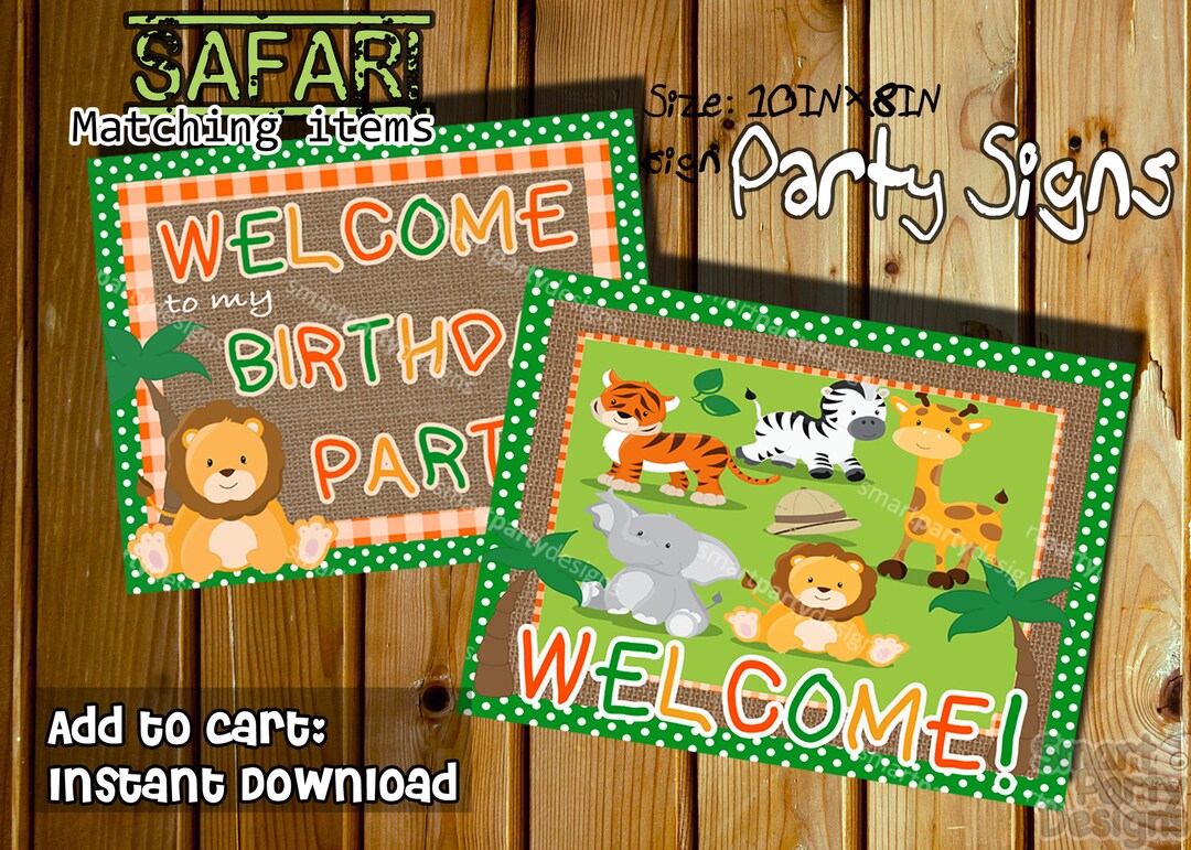 Jungle Printable Party Signs, Safari Welcome Signs | Printable Safari ...