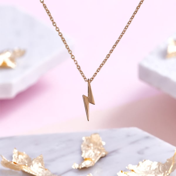 Gold Lightning Bolt Necklace - Etsy