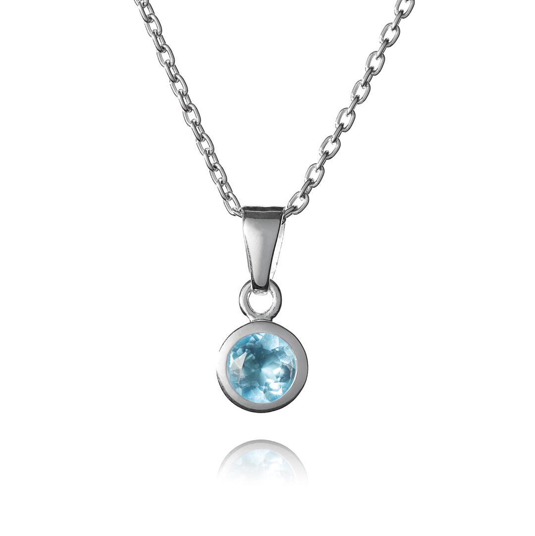 Sterling Silver March Birthstone Necklace - Aquamarine Necklace ...