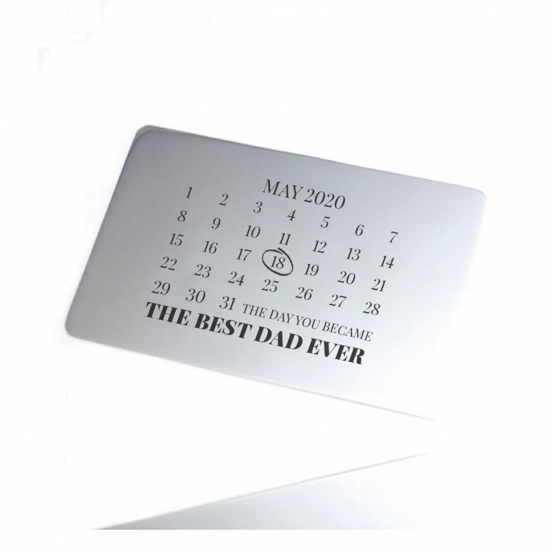 Personalised Calendar Wallet Card Engraved Wallet Card Fathers Day Gift ...