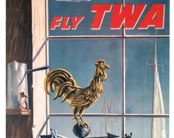 Fly TWA to Italy Vintage Travel Poster - Etsy