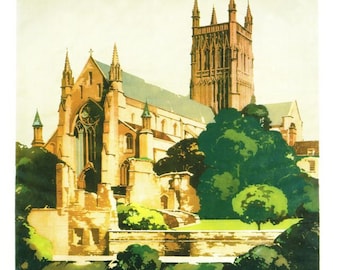 Vintage GWR Gloucester Cathedral Railway Poster A3/A2/A1 Print - Etsy UK