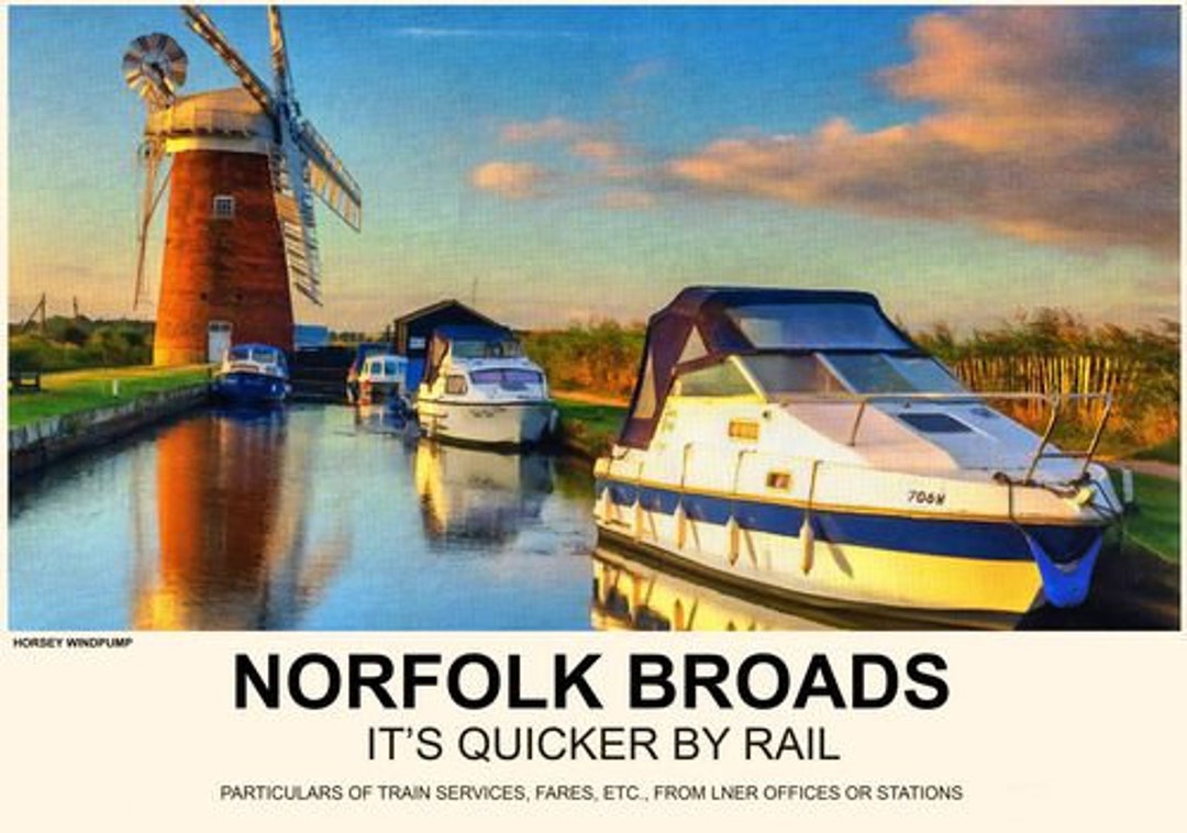 Vintage Style Railway Poster Norfolk Broads Horsey Mare A4/A3/A2 Print ...