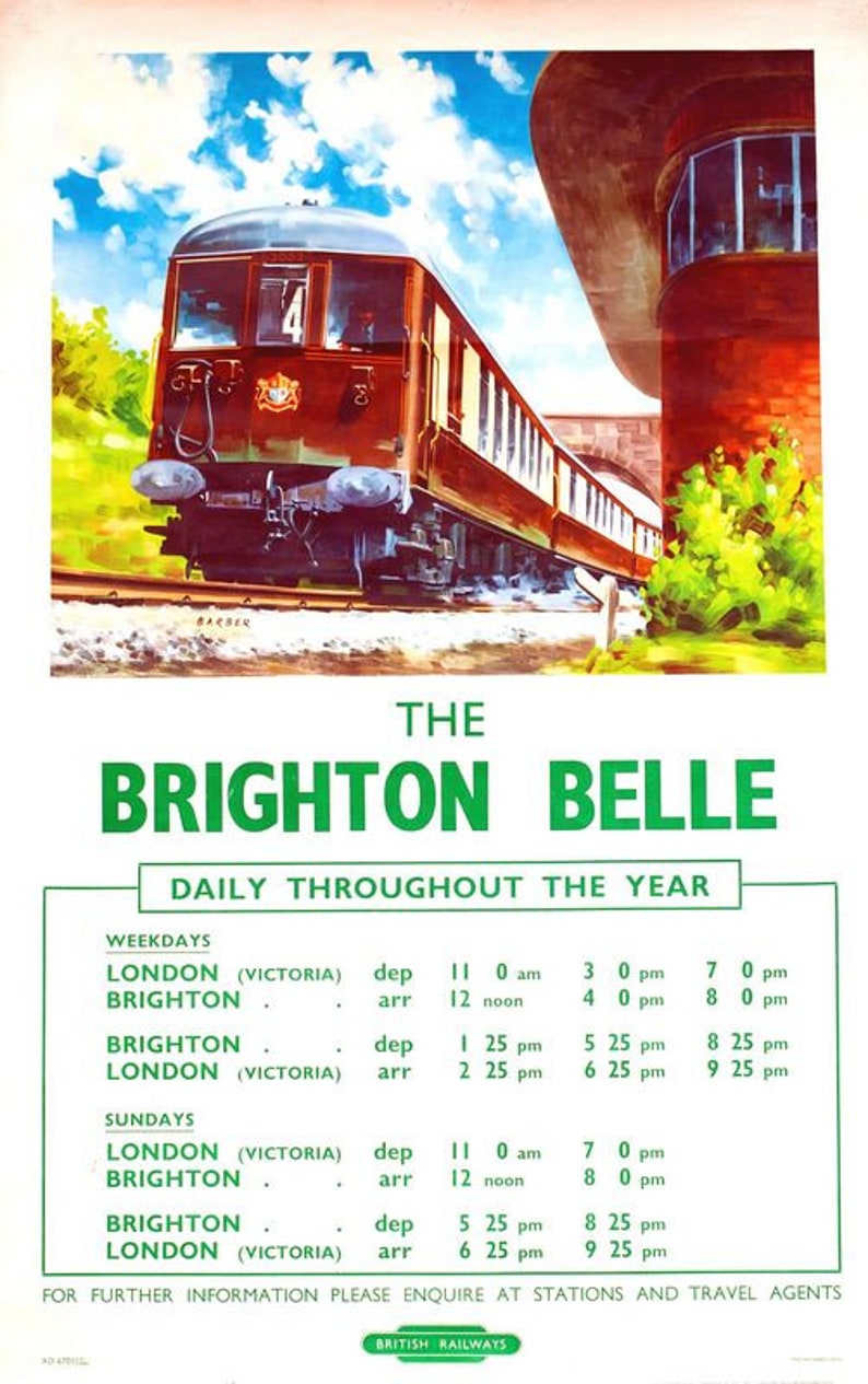 Vintage British Rail Brighton Belle Railway Poster Print A3/A4 - Etsy