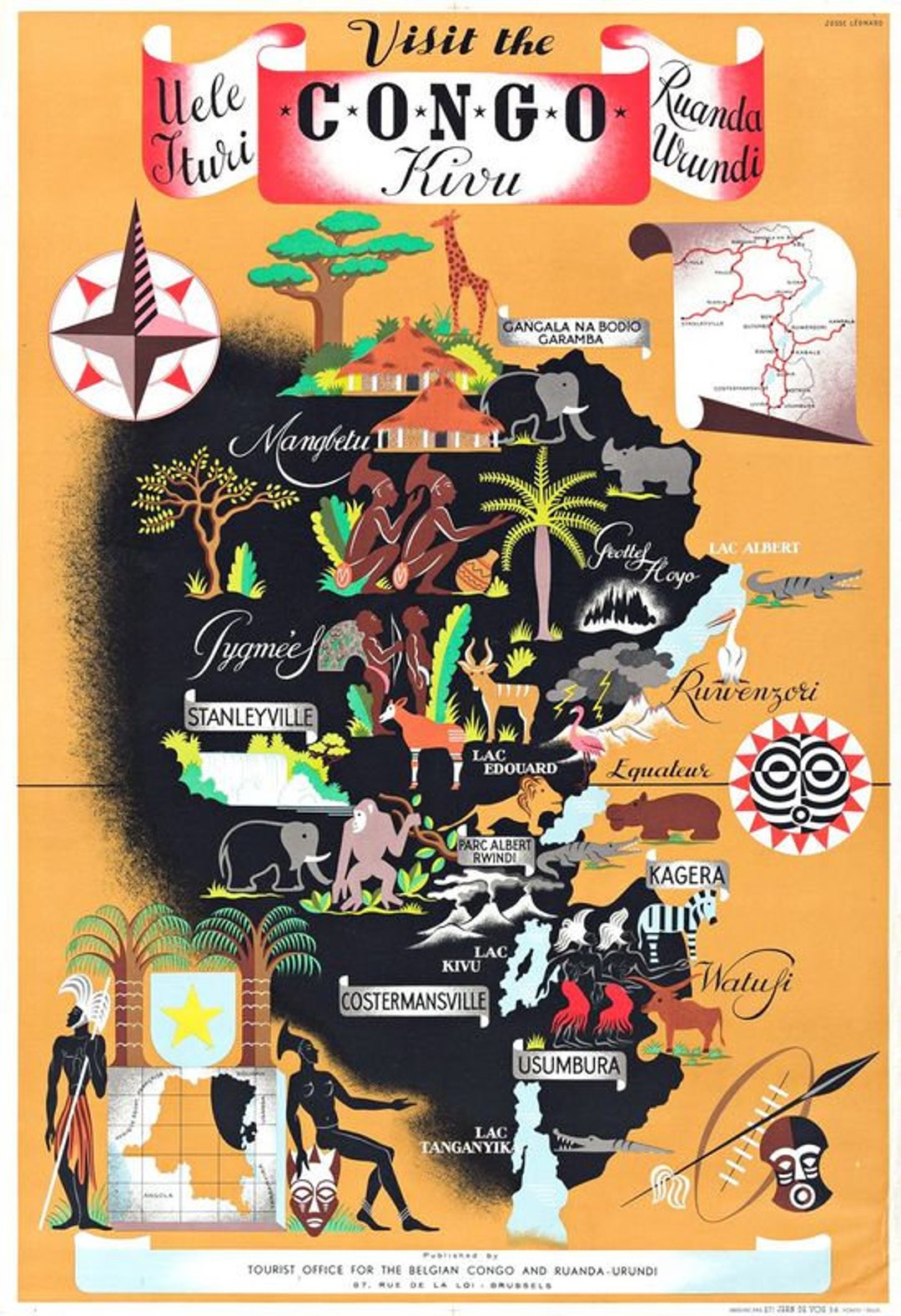 Vintage the Congo Tourism Poster Print A3/A4 - Etsy
