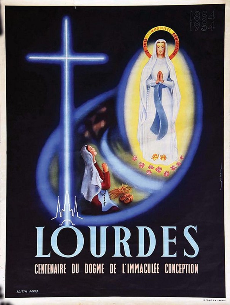 Affiche de tourisme de Lourdes France vintage impression A3/A4 - Etsy ...
