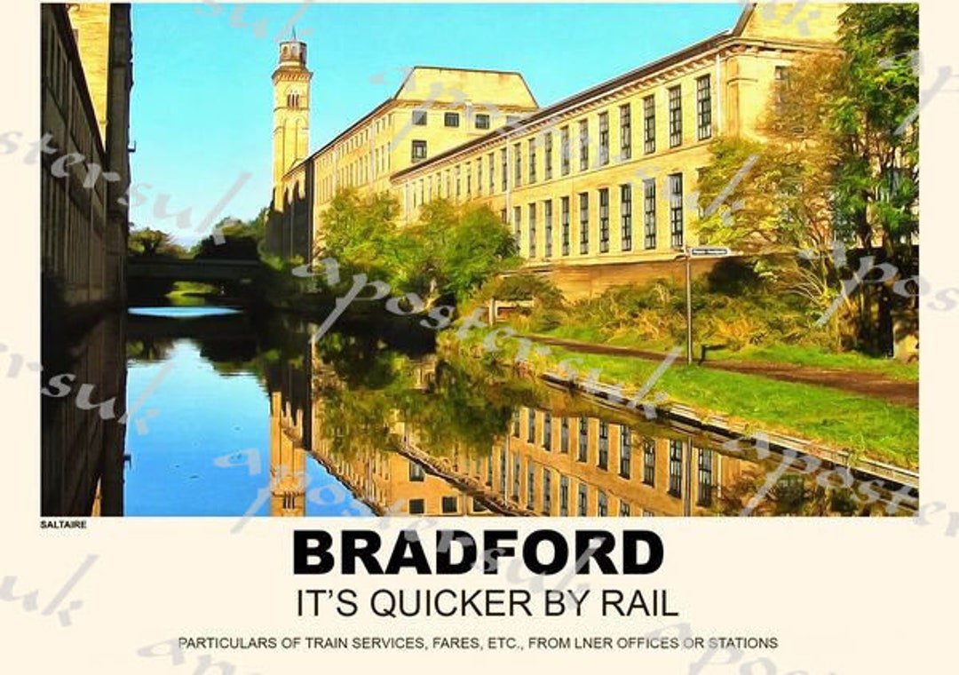 Vintage Style Railway Poster Saltaire Bradford Yorkshire A4/a3/a2 Print ...