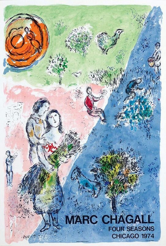 Vintage Marc Chagall Chicago Art Exhibition Poster Print A3/A4 - Etsy