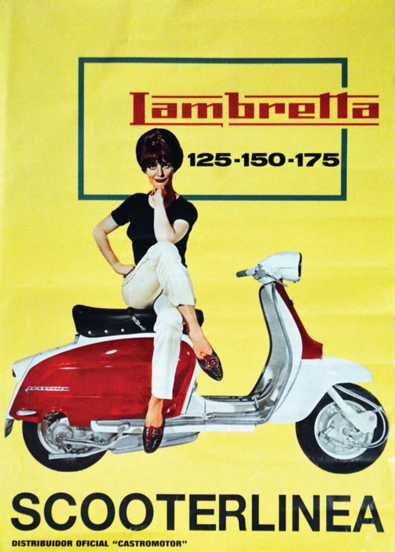 Vintage 1960's Lambretta Motor Cycle Advertisement Poster - Etsy