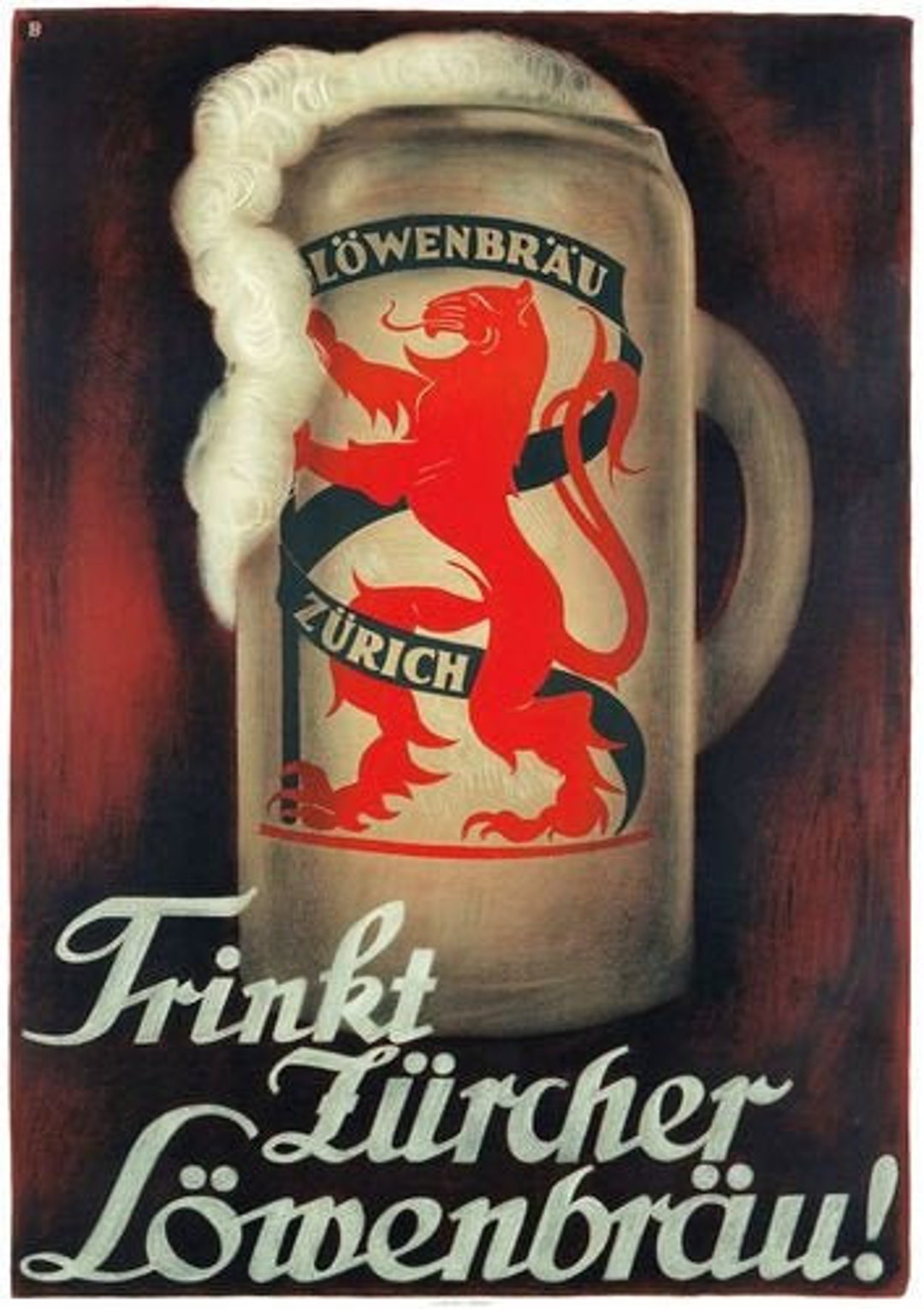 Vintage German Swiss Lowenbrau Beer Advertising Poster A3/A4 Print - Etsy