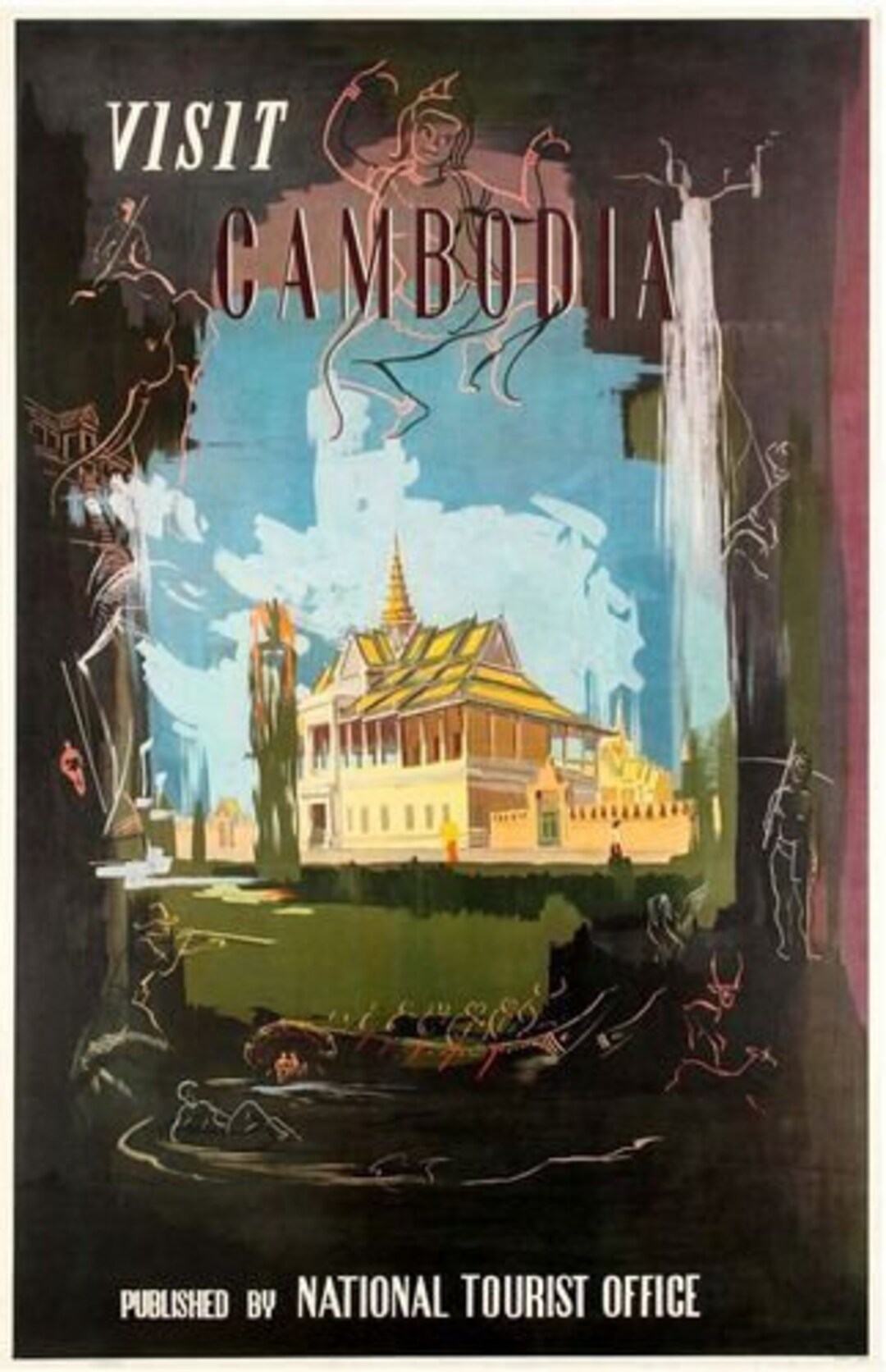 Vintage Visit Cambodia Tourism Poster Print A3/a4 - Etsy