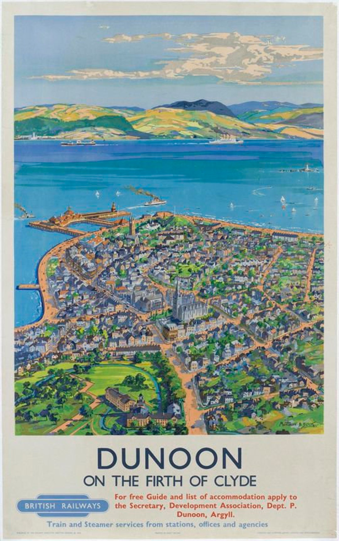 Vintage British Rail Dunoon Firth of Clyde Railway Poster - Etsy